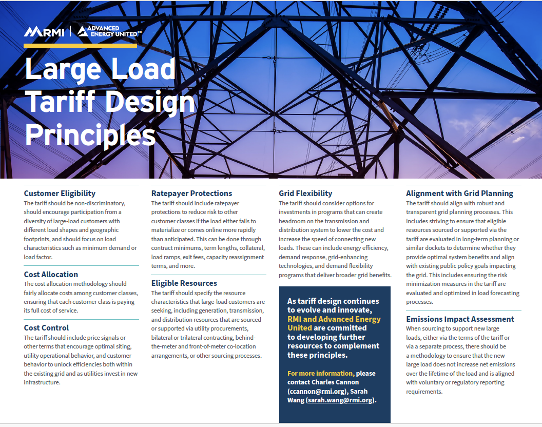 Large Load Tariff Principles – Advanced Energy United